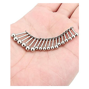 Yaalozei 16G Lip Labret Monroe Medusa Ashley Nose Ring Stud Stainless Surgical Steel Long Short Snake Bite Silver Tragus Helix Cartilage Earring Bar Barbell Piercing Jewelry Women Men 8mm 10mm 12mm