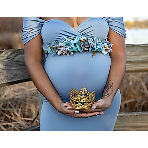 Vivivalue Flower Wreath Crown Boho Flower Headband Hair Garland Floral Headpiece Halo with Wrist Wedding Party Festival Photos Blue