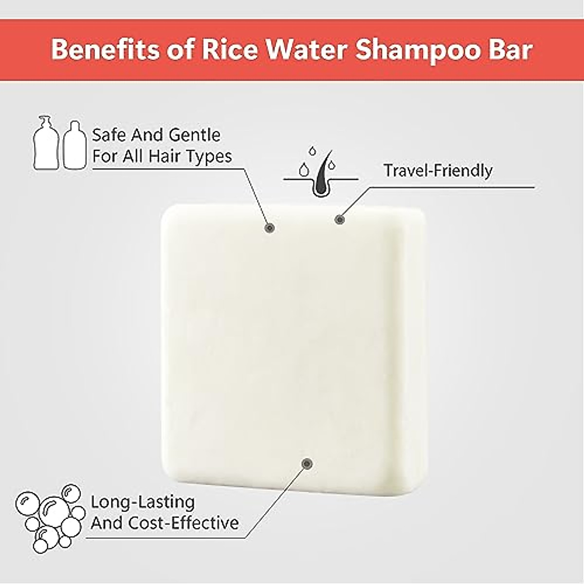 ikimi Rice Water Shampoo and Conditioner Bar Set for Hair Growth, 100g Shampoo Bar and 80g Conditioner Bar Made with Rice Water and Plant Extracts