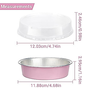 Suice Mini Cake Pans with Lids, 100PCS Disposable Foil Cupcake Baking Cups with Lid, 8oz Light Pink Cupcake Liners with Lids Mini Muffin Pan Cake Tins, Aluminum Creme Brulee Ramekins Dessert Cups