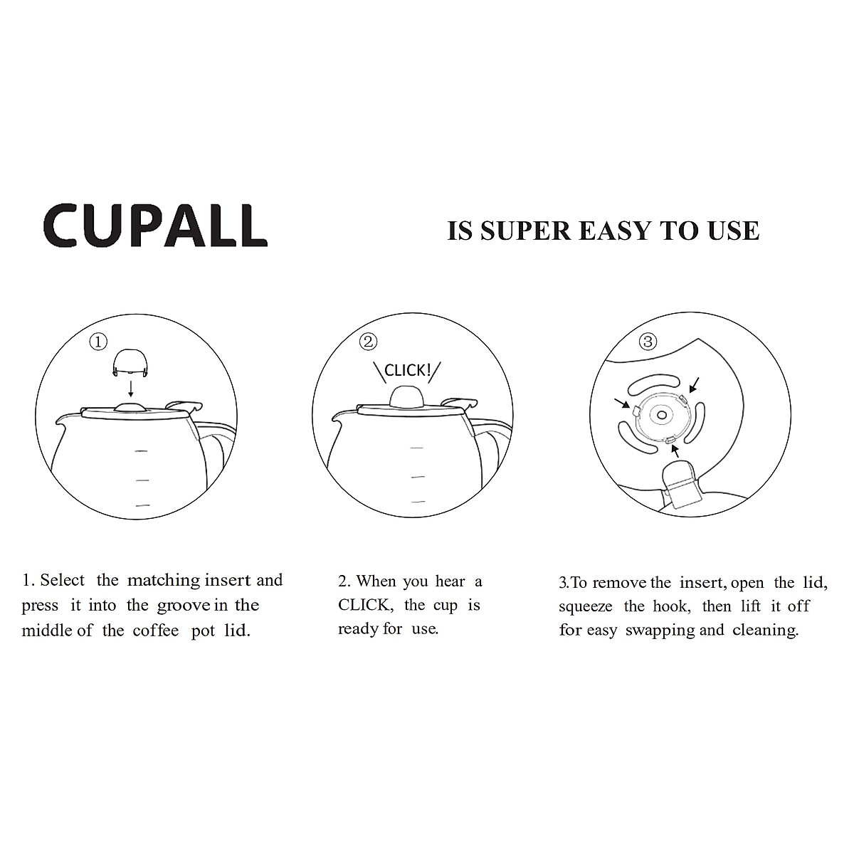 12-CUP Glass Replacement Coffee Carafe Compatible with Mr. Coffee, Black & Decker, Cuisinart and More, Black Close Handle