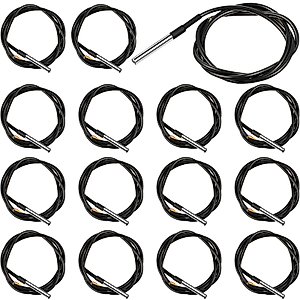 Weewooday DS18B20 1 m/ 3.2 Ft Digital Temperature Thermal Cable Waterproof Probe Sensor -55°C to +125°C, Compatible with Arduino/Raspberry Pi(15 Pieces)