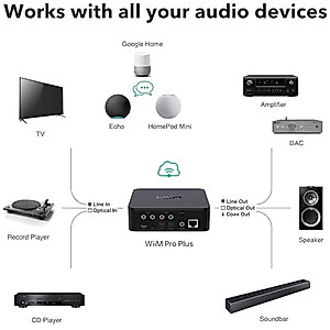 WiiM Pro Plus AirPlay 2 Receiver, Google Cast Audio, Multiroom Streamer with Premium AKM DAC, Voice Remote, Works with Alexa/Siri/Google, Stream Hi-Res Audio from Spotify, Amazon Music, Tidal and More