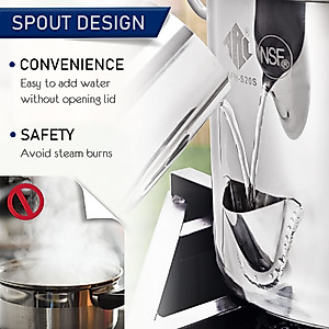 ARC 20QT Stainless Steel Tamale Steamer Pot w/Easy-fill Water Spout, Seafood Crab Steamer with Divider and Steamer Rack, 5 Gallon