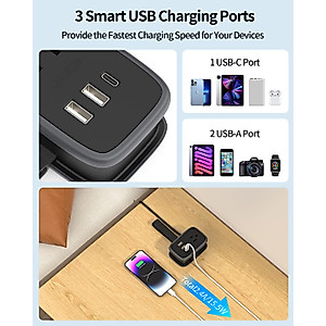 Travel Power Strip with USB C Port, NTONPOWER Small Power Strip with Flat Plug,Multi Plug Travel Extension Cord Portable Power Strip with 2 Outlets 3 USB (1 USB C), for Cruise Travel Home Essentials