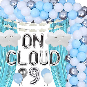 LaVenty Luxury Sliver On Cloud 9 Balloons On Cloud 9 Birthday Decoration 9 Birthday Decoration Nine Years Old Birthday Balloon On Cloud 9 Party Supplies Cloud Balloon