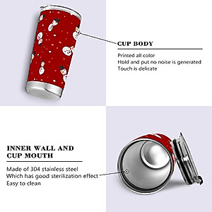 Jihqo Christmas Winter Snowman Tumbler with Lid and Straw, Insulated Stainless Steel Tumbler Cup, Double Walled Travel Coffee Mug Thermal Vacuum Cups for Hot & Cold Drinks 20oz