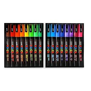 POSCA Colouring - PC-3M Full Spectrum Set of 16 - in 2 Gift Boxes