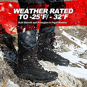 R CORD Mens Winter Boots Waterproof Insulated Snow Boots for Men Winter Boots for Men Insulated Winter Hiking Boots High Traction Black Size 8.5