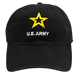Popfunk Official Army Logo On Camo Dad Hat - The U18 Adjustable Relaxed-Fit Cap - Unisex for Men and Women, Black