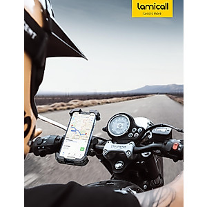 Lamicall Motorcycle Phone Mount, Bike Phone Holder - Upgrade Quick Install Handlebar Clip for Bicycle Scooter, Cell Phone Clamp for iPhone 16 15 Pro Max/ 14/13, Galaxy S10 and More 4.7-6.8" Phone