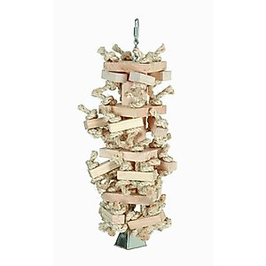 Featherland Paradise | Knots N Blocks Natural Wood Large Bird Toy | Parrot Toys | Bird Toys for Parrots, Cockatoos, Macaws, Large Birds
