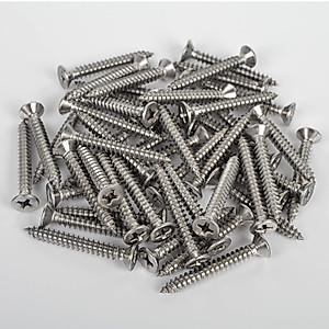 Jigreat #8 x 1-1/4" Stainless Steel 304 (18-8) Flat Head Phillips Wood Screws 50pcs Solid Stainless Screw