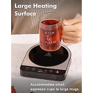 Rigstne Coffee Mug Warmer - 50W Mug Warmer for Desk, Coffee Cup Warmer Fast Heating, Candle Warmer Plate for Travel, Office and Home, 15 Temp Settings, Black