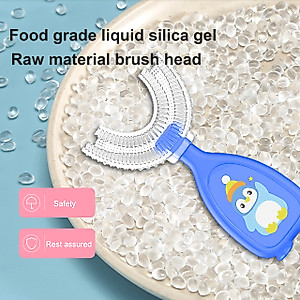 JAEZZIY U Shaped Toothbrush Kids,Food Grade Soft Silicone Brush Head, 360° Oral Teeth Cleaning Design for Toddlers and Children (Animals 2 Pack)