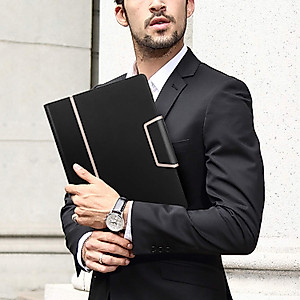 Toplive Padfolio Portfolio Case, Conference Folder Executive Business Padfolio with Document Sleeve,Letter/A4 Size Clipboard,Business Card Holders, Portfolio Padfolio for Women/Men,Black