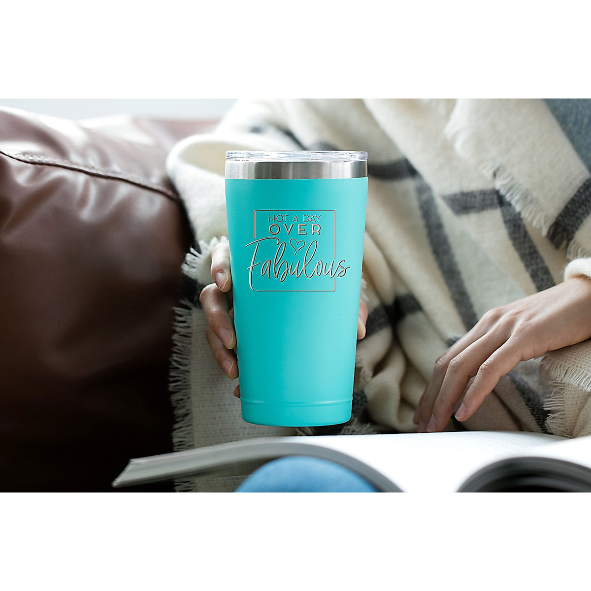 Sodilly Not A Day Over Fabulous 45th Birthday Women Present Gift Set - Tumbler - Fuzzy Socks - Cute Card - Birthday Celebration Set for Women - Ideal Birthday Present for Woman - Bestie and Sister