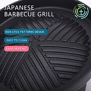 Barbecue Grill/Charcoal Grill Mini Japanese Style BBQ Grill Portable Tabletop ​Barbecue Stove ​with Wooden Base Suitable for 1-2 People for Yakiniku, Robata, Yakitori, Takoyak Charcoal Barbecue Grill