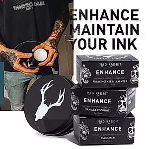 Mad Rabbit Tattoo Balm & Aftercare Cream- Color Enhancement that Revives Old Tattoos, Hydrates New Tattoos, Made With Clean Ingredients + Petroleum Free, Daily Tattoo Lotion Moisturizer & Brightener
