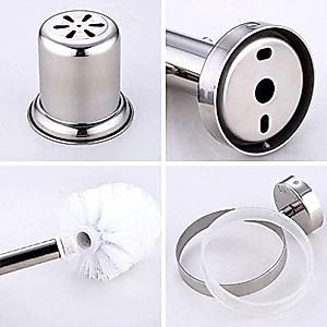 Toilet Brush Toilet, Toilet Brush Holder Toilet Brush and Holder Wall-Mounted Toilet Brush and Holder Stainless Steel Toilet Brush Set Bathroom Toilet Long ma Bathroom Accessories