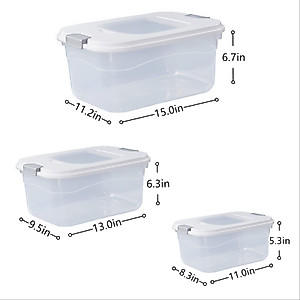 Zuiaso Large Rice Container Set, (Set of 3) Rice Storage Containers, Shelf Storage Ingredient Bin with Lid and Measuring Cup for Kitchen