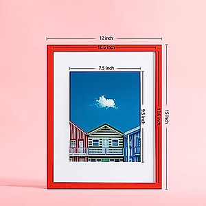 eletecpro 11x14 Picture Frame Made of Solid Wood and HD Glass Colourful Frame Display 8x10 Photo with Mat or 11x14 without Mat Home Decor for Wall and Tabletop Red 1 Pack