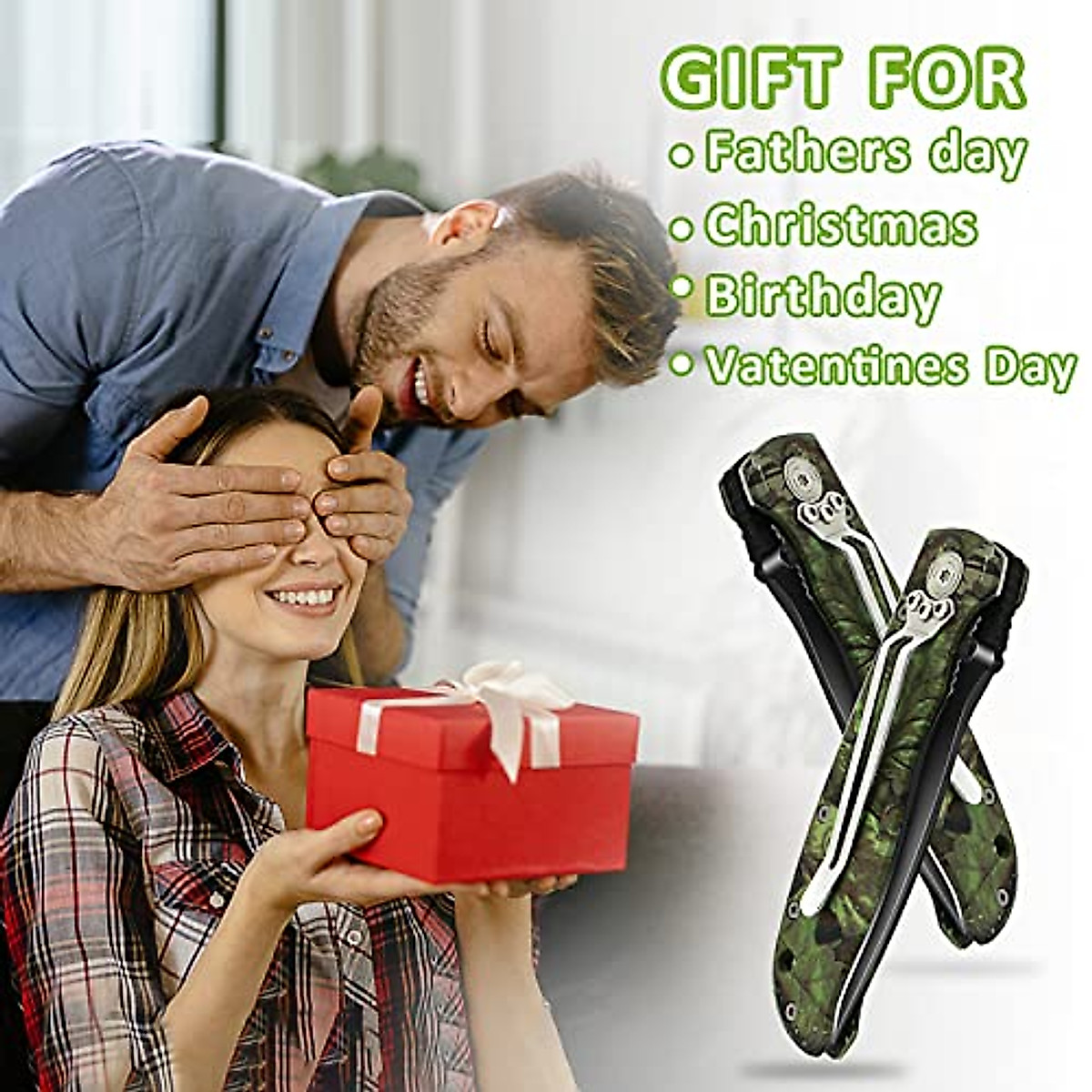 Orptrm Pocket Knife for Men, Folding Knife with Clip Outdoor Hunting Camping Hiking Knife for Men Women