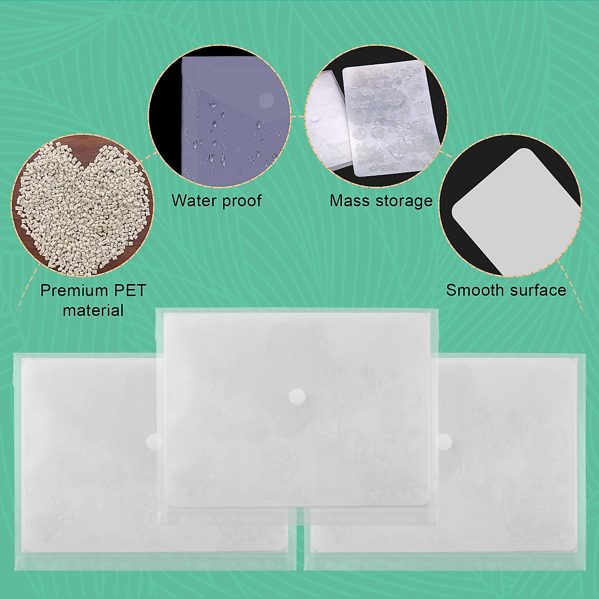 1.5mm Double-Sided Die Cut Storage Magnetic Sheets & Clear Stamp Storage Panels with Pockets, Resealable Envelope for Cutting Dies, Stencils & Embossing Folder Organizer