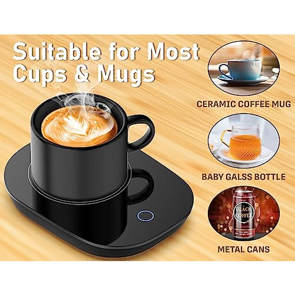 Coffee Mug Warmer, Candle Warmer, Gravity-Induction Coffee Warmer for Desk Auto Shut Off/On, Candle Wax Cup Warmer Fits Most Cups & Jar Candles, Heated Mug Heater for Coffee and Tea, Coffee Gifts