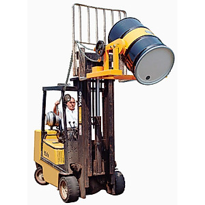 Global Industrial Forklift Tilting 55 Gallon Drum Dumper, Steel, Yellow, 800 Lb. Capacity