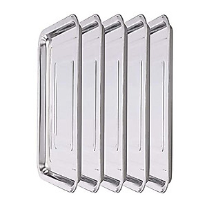 Stainless Steel Trays,DOWEI 5 Pack Stainless Steel 13.5" X 10" Dental Medical Body Piercing Instrument Tray Surgical Flat Bottom Trays for Lab Supplies
