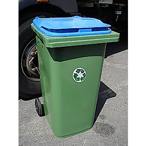 Recycle Symbol Sticker 10 Pack Self Adhesive Vinyl Labels Decals for Garbage Can Trash Bins Containers Trashcan 5 x 5 Inch Laminated Ultimate UV Protected (Recycle Symbol)