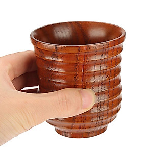 Wooden Tea Cup, Natural Solid Wood Tea Cup Japanese Zen Style Teacup Wooden Teacups Coffee Mug Wine Mug Classical Beer Mug Small Tea Cups Drinking Cup for Drinking Tea Coffee Wine Beer, Pack of 2