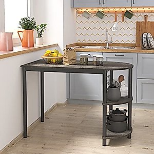 Elephance Small Dining Table/Kitchen Table with Storage, Multifunctioal Workstation Desk for Dining Room, Living Room, Bistro.(Black Oak)