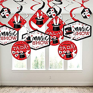 Big Dot of Happiness Ta-Da, Magic Show - Magical Birthday Party Hanging Decor - Party Decoration Swirls - Set of 40