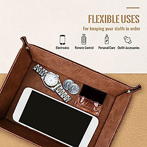 Best Dad Ever Gifts for Dad from Daughter Son Kids, Unique Birthday Gifts for Stepdads Husband Men, PU Leather Valet Tray