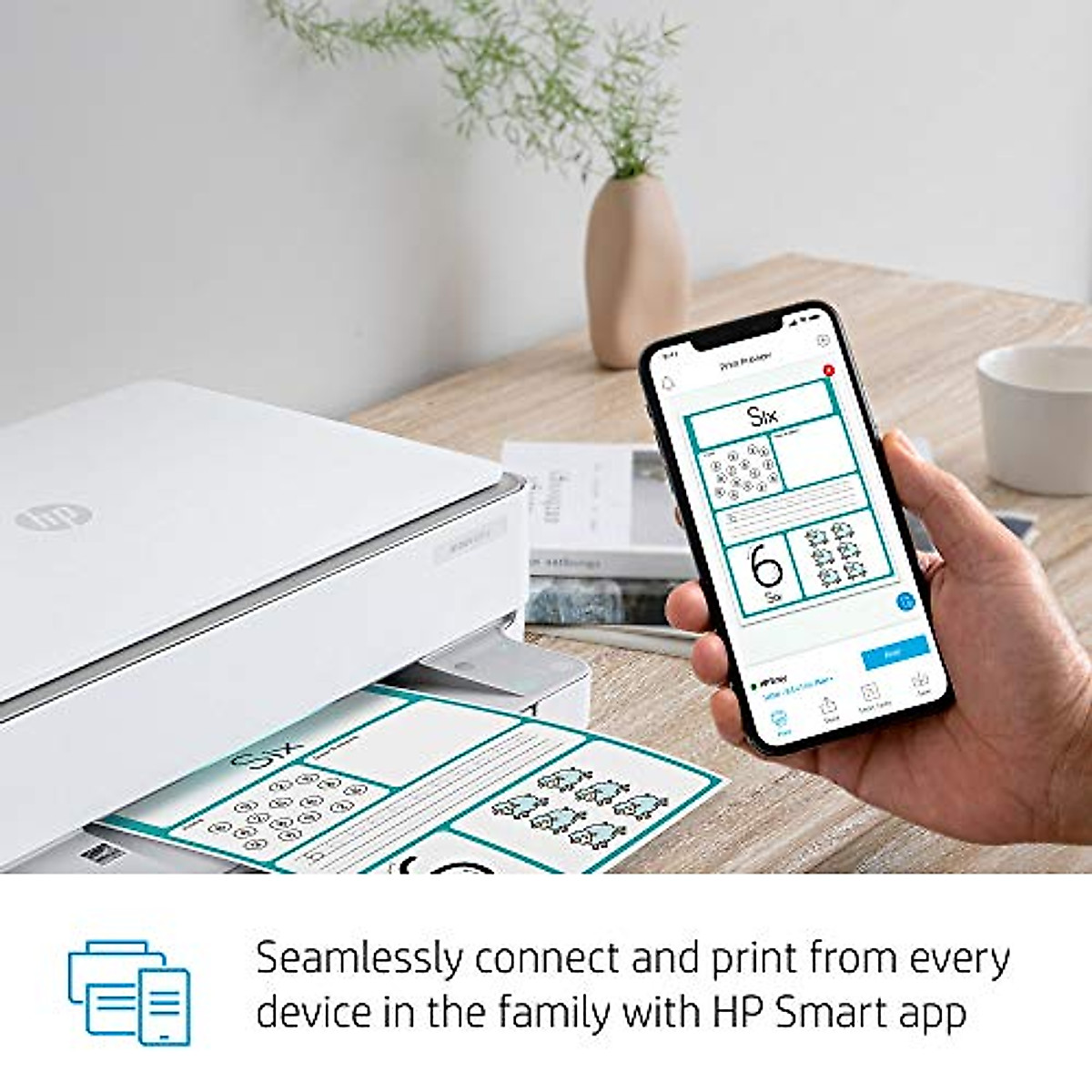 HP Envy 6055e Wireless Color All-in-One Printer with 6 Months Free Ink (223N1A) (Renewed Premium),white