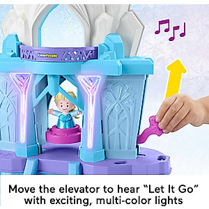 Disney Frozen Toy, Little People Playset with Anna and Elsa Toys Lights and Music for Toddlers, Elsa's Enchanted Lights Palace