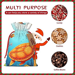 RLDOBOFE Christmas Gift Bags With Drawstring Turtle and Fish Christmas Burlap Gift Bag Christmas Drawstring Bag for Halloween Xmas Candy Bags Reusable Xmas Present Bags for Party Decorations Holiday