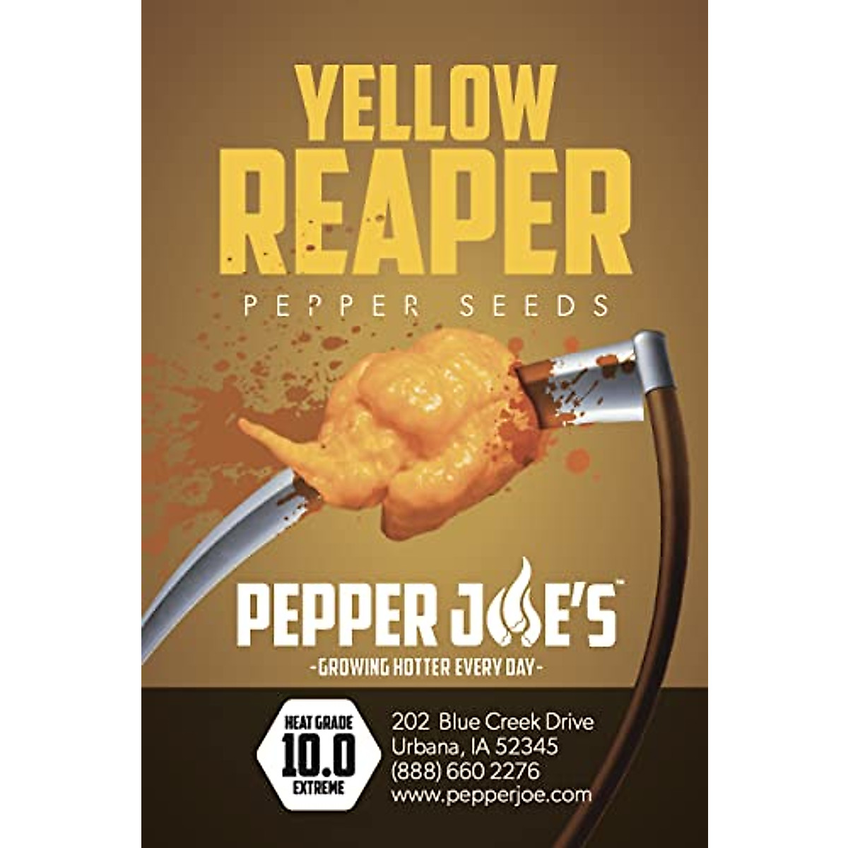 Pepper Joe’s Yellow Reaper Pepper Seeds ­­­­­– Pack of 10+ Superhot Reaper Chili Pepper Seeds – USA Grown ­– Premium Non-GMO Yellow Reaper Seeds for Planting in Your Garden