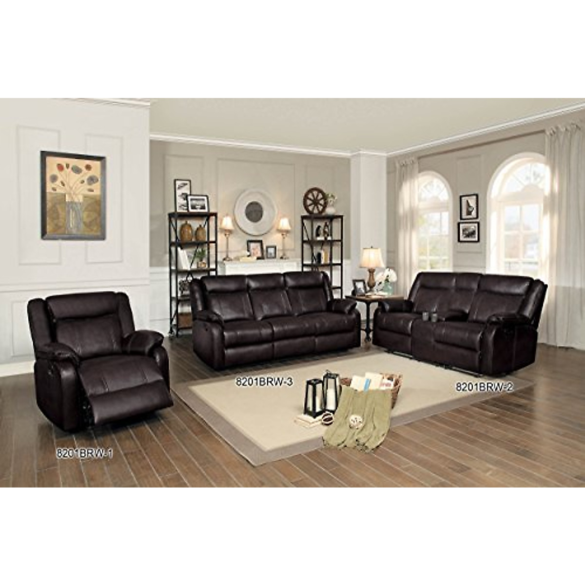 Homelegance Jude 82" Manual Leather Gel Reclining Sofa, Brown