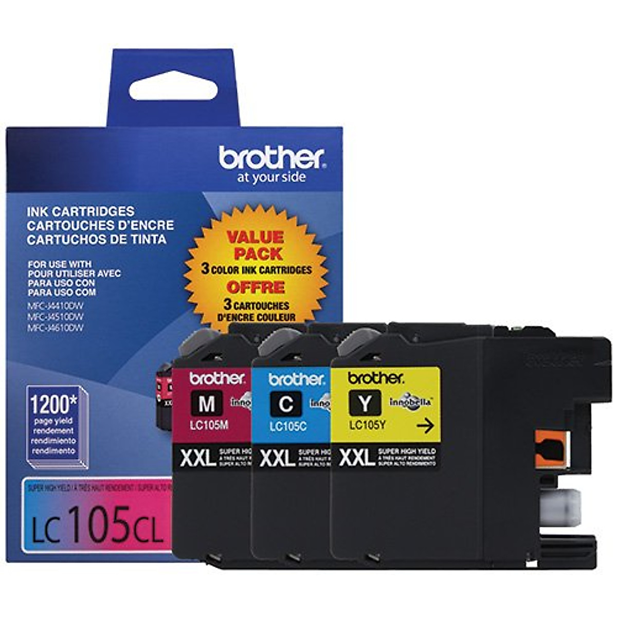 3 Pack LC105C M Y LC1053PKS By: Brother International Inkjet Cartridges