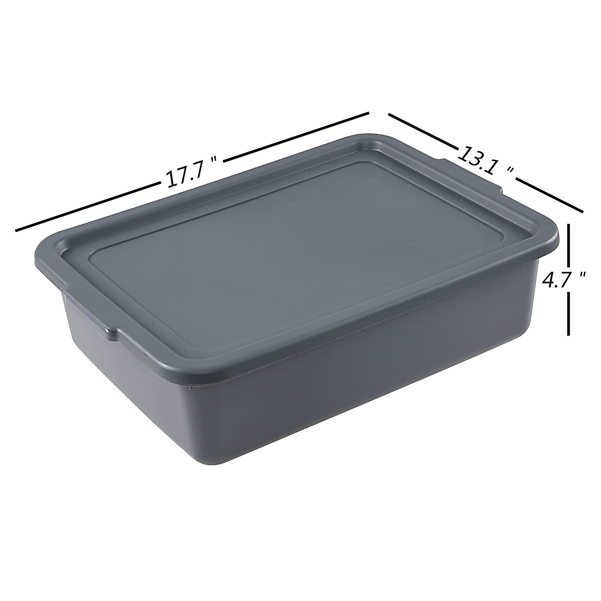 Lesbin 3-Pack 13 L Plastic Commercial Tote Box with Lid, Bus Tubs/Bus Box, Gray