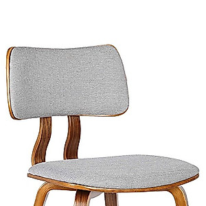 Armen Living Jaguar Mid Century Modern Dining Accent Chair for Kitchen Table Desk Vanity in Grey Fabric and Walnut Wood Finish