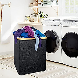 Black Laundry Basket with Wheels - 79L Laundry Hamper with Removable Laundry Bag, Foldable Easy Carry Handles Dirty Clothes Hamper for Laundry Room, Bedroom, Toys Storage Organizer