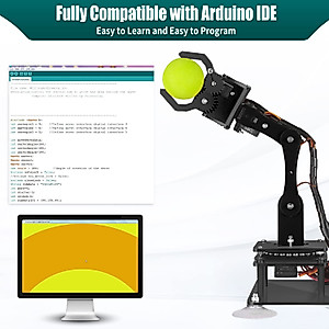 Gitsee 5-DOF 5Axis Robotic Arm Kit, Robot Arm Building Kit Compatible with Arduino IDE, Programmable DIY Coding STEM Robot Arm Kit with OLED Display Processing Code and Online Tutorials