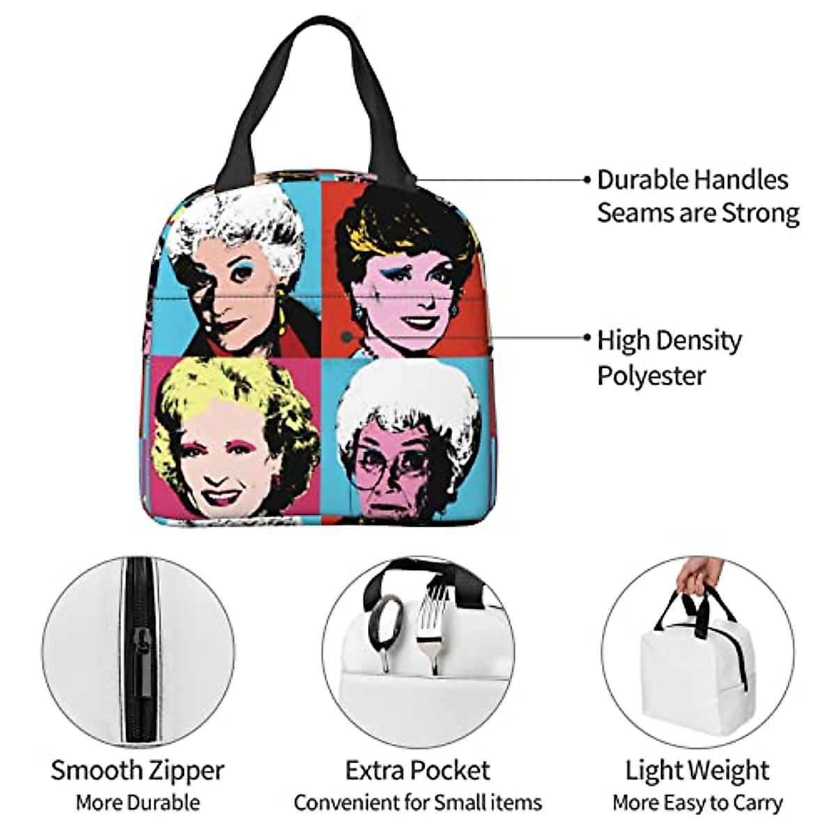 Insulated Lunch Bags Lunch Tote for Women Reusable Lunch Box for Girls (golden)