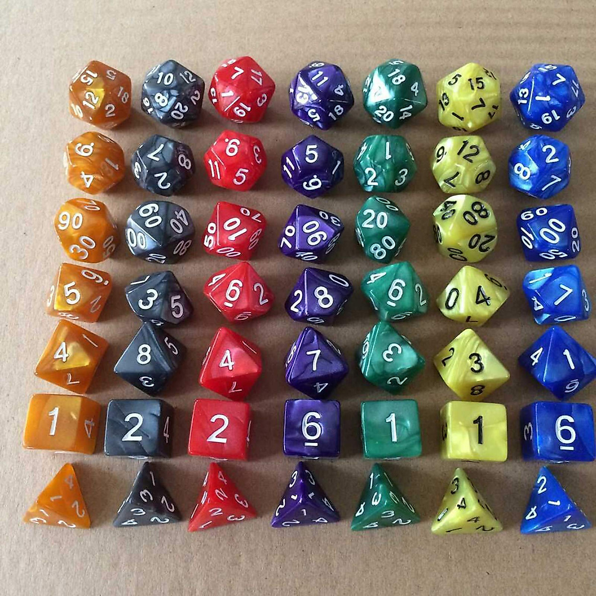 7Pcs Multicolor Polyhedral Numbers Dice for Party Table Board Game