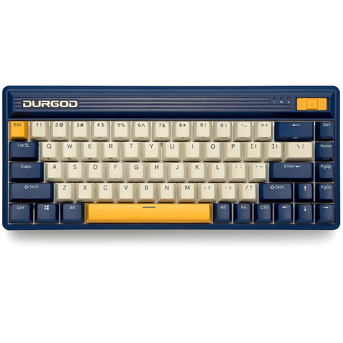 DURGOD Fusion Mechanical Retro Keyboard | 65% Layout | Wireless 2.4 GHz, Bluetooth 5.0, USB C | Doubleshot PBT | Up to 40 Days Battery Life | Windows, Android, iOS (Cherry MX Speed Silver, Navigator)