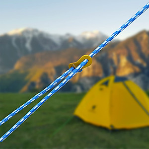 GEERTOP 6 Pack 5 mm Outdoor Guy Lines Tent Cords Lightweight Camping Rope with Aluminum Guylines Adjuster Tensioner for Camp Tent Tarp, Canopy Shelter, Hiking, Backpacking Blue